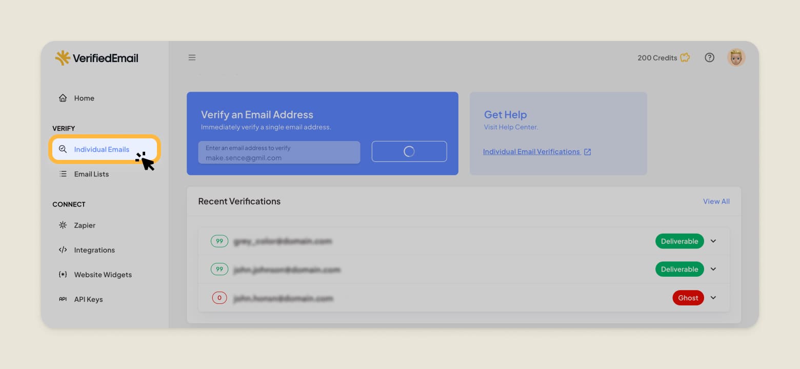 Verifying Individual Email Addresses